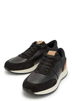 TOD'S Panelled Leather Running Sneakers - Black