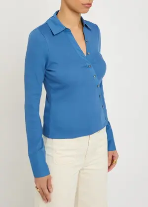 Veronica Beard Brenner Asymmetric Button-effect Top