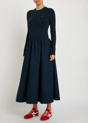 Polo Ralph Lauren Logo Stretch-cotton Midi-dress