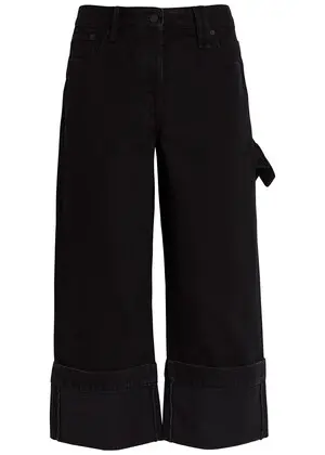 Simone Rocha Turn-up Straight-leg Cropped Jeans - Black