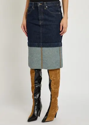 Khaite Kilian Turn-up Hem Denim Skirt