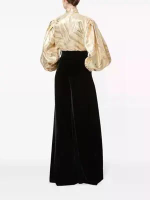 Nina Ricci Pussy-bow Foiled Jacquard Blouse