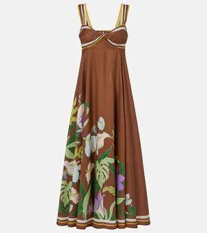 ALEMAIS Alfie Floral Linen Midi Dress