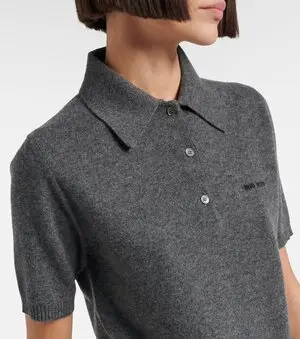 Miu Miu Logo Cashmere Polo Sweater