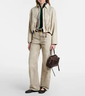 Loewe Wide-leg Jeans In Light Grey - Beige