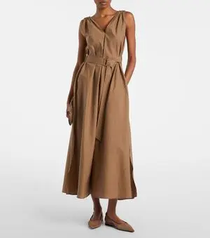 Brunello Cucinelli Perforated Leather Slingback Flats - Brown
