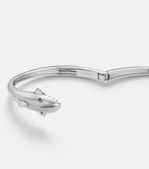 Yvonne Léon Requin 9kt White Gold Bangle With Diamonds