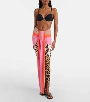 Roberto Cavalli Leopard-print Asymmetric Maxi Skirt