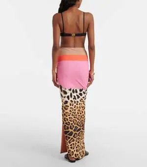 Roberto Cavalli Leopard-print Asymmetric Maxi Skirt