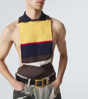 Versace Striped Cotton Tank Top - Multicoloured
