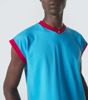 Versace Medusa Cotton-blend Jersey T-shirt - Blue