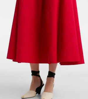 Staud Gwen Cotton Poplin Midi Dress - Red