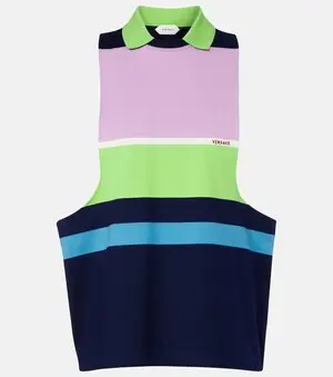 Versace Versace Striped Cotton Jersey Tank Top Multicoloured