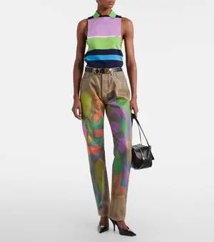 Versace Striped Cotton Jersey Tank Top - Multicoloured