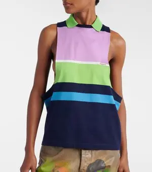 Versace Striped Cotton Jersey Tank Top - Multicoloured