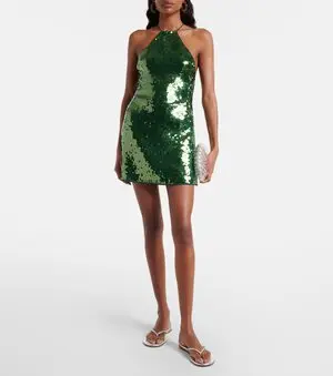 Oseree Marylin Sequined Halterneck Mini Dress