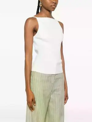 Maje Square-neck Ribbed Knit Top - Neutrals