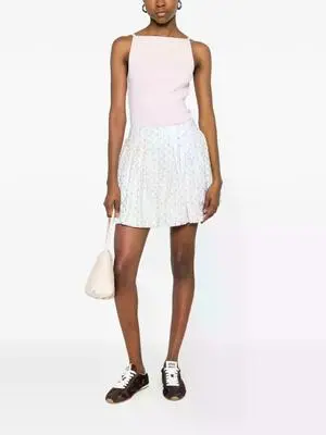 Maje Ribbed Cotton Square Neck Tank Top - Pink
