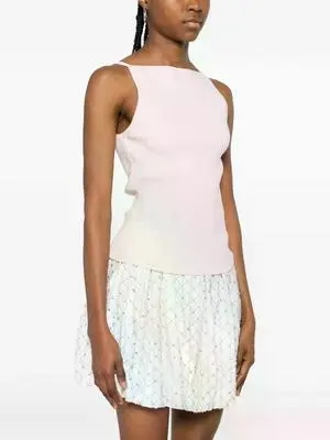 Maje Ribbed High Neck Vest Top - Pink
