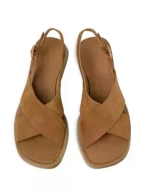 Camper Dana Criss-cross Strap Sandals With Buckled Ankle Strap - Brown