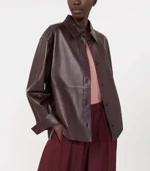 Max Mara Nappa Leather Shirt Jacket