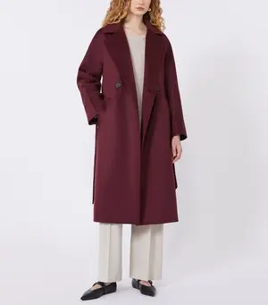 Max Mara Virgin Wool Wrap Coat - Red