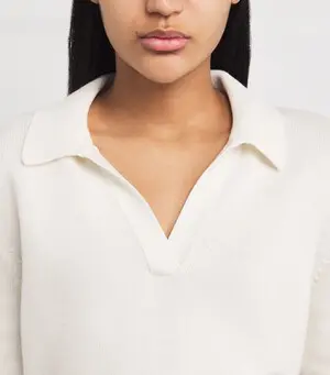 Harrods Cotton-cashmere Collared Sweater - Ivory