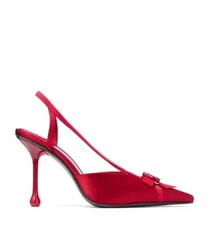 JIMMY CHOO Faya 95 Satin Slingback Pumps - Red