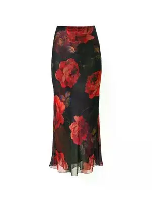 Carolina Herrera Rose-print Chiffon Midi Skirt