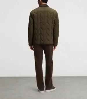 BOSS Padded Field Jacket With Leather Collar