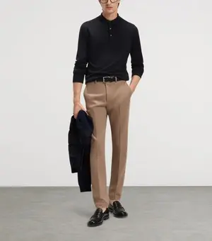 BOSS Wool-silk-cashmere Polo Sweater