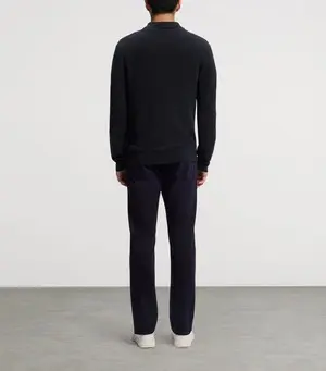 BOSS Virgin Wool Zip-up Polo Sweater