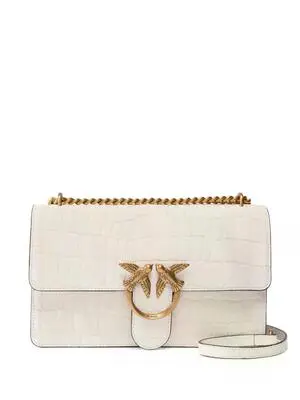 Pinko Love Bag One Medium Crocodile-effect Crossbody Bag - Neutrals