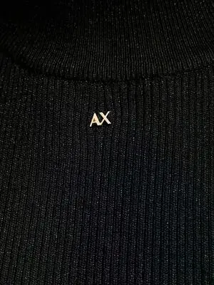 Armani Exchange Ribbed High Neck Sleeveless Top - Black