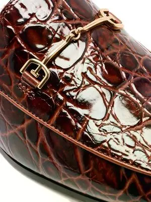 Sam Edelman Croc-effect Loafers With Gold-tone Hardware - Brown