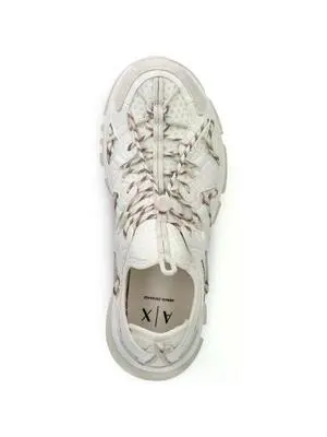 Armani Exchange Panelled Lace-up Sneakers - Neutrals