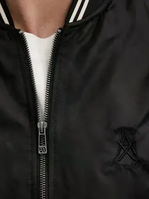Armani Exchange Zip-up Bomber Jacket With Striped Trim