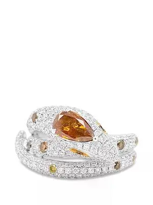 HYT JEWELRY 18kt White Gold Serpentine Diamond Cocktail Ring - Silver