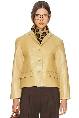 HELSA Puffy Leather Jacket - Maize