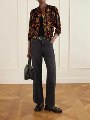 R13 Floral-print Velvet Bomber Jacket