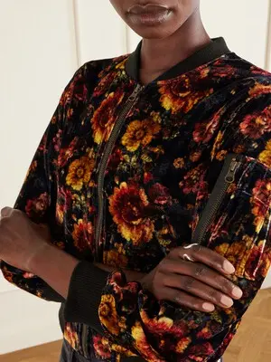 R13 Floral-print Velvet Bomber Jacket