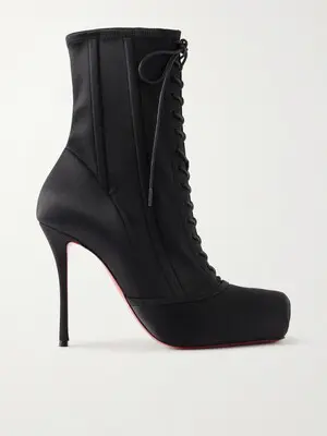 CHRISTIAN LOUBOUTIN Pavlova Satin Lace-up Ankle Boots - Black