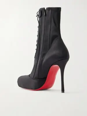 CHRISTIAN LOUBOUTIN Pavlova Satin Lace-up Ankle Boots - Black