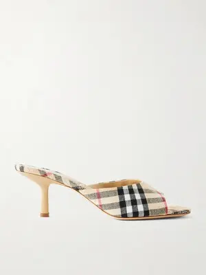 Burberry Checked Canvas Mules - Neutrals