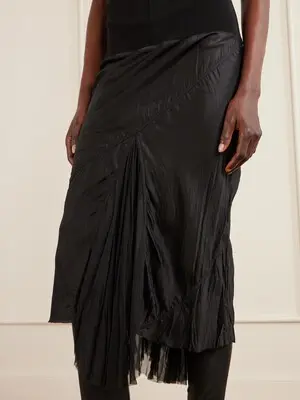 Rick Owens Stretch-jersey And Crinkled-satin Midi Dress