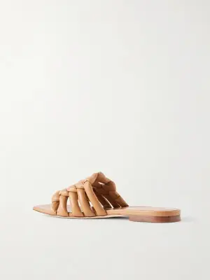 TOD'S Padded Woven Leather Slides - Brown