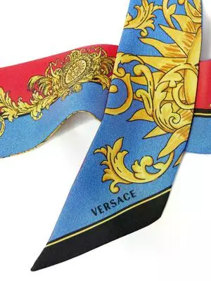 Versace Printed Silk Twill Ribbon - Blue