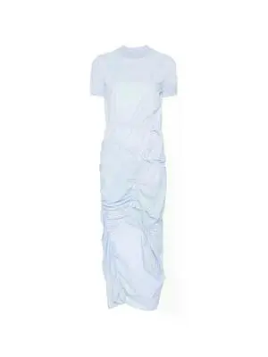 Moschino Gathered Midi Dress With Drawstring Detail - Blue