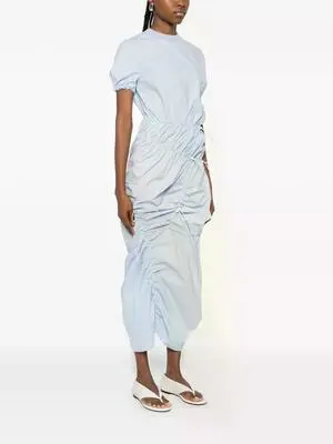 Moschino Gathered Midi Dress With Drawstring Detail
