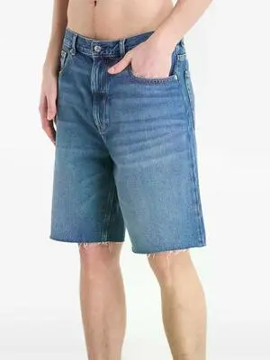 Calvin Klein Frayed Hem Denim Shorts - Blue